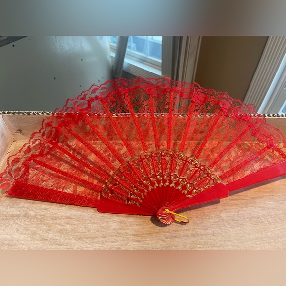 Accessories | New Red Lace Foldable Fan | Poshmark